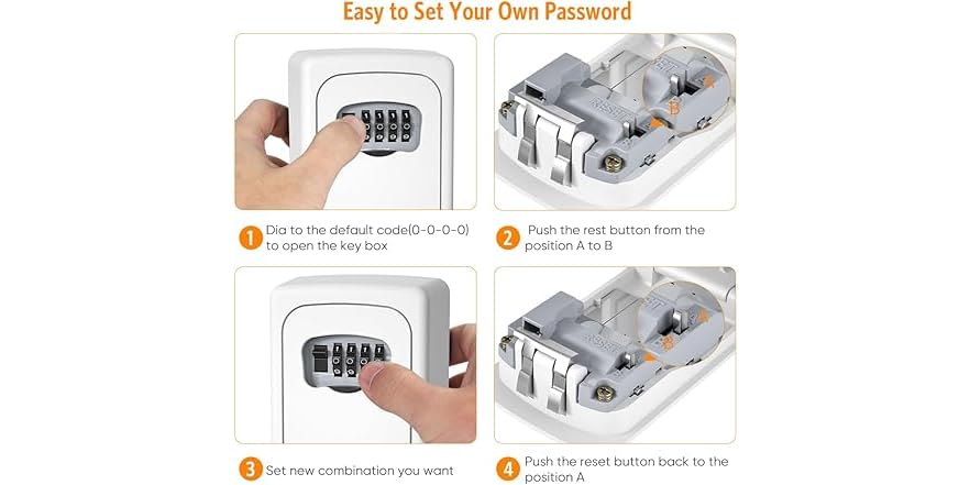 Key Lock Box Wall Mounted, White 2 Pack
