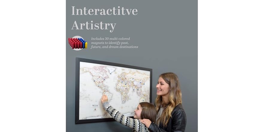 Framed Magnetic USA Map | Modern Grey