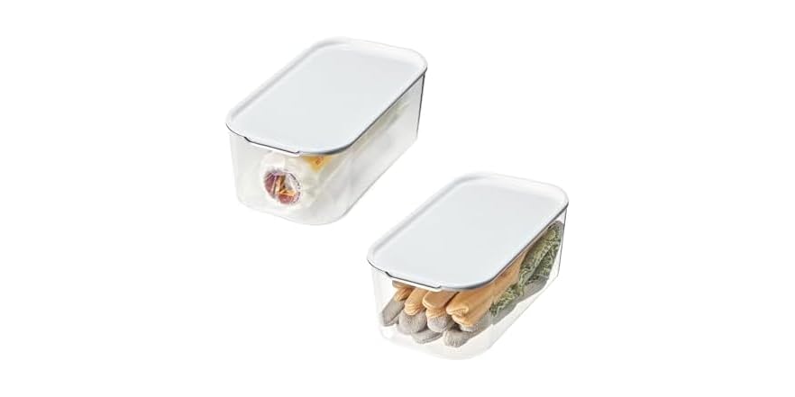 iDesign Storage Bins w/Lid Clear 2pc
