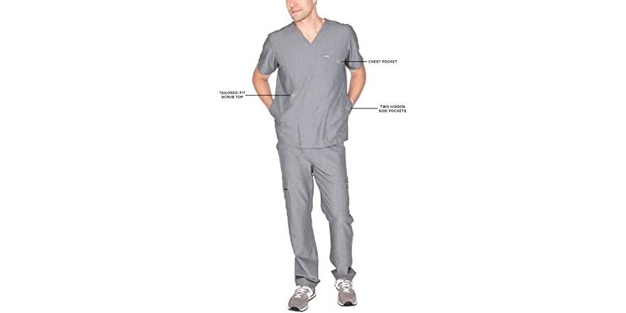 FIGS Scrubs Mens Chisec Top Graphite, M