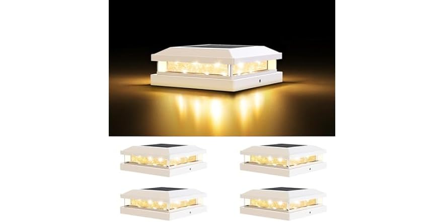 Brightever White Solar Post Cap Light, 4 Pack