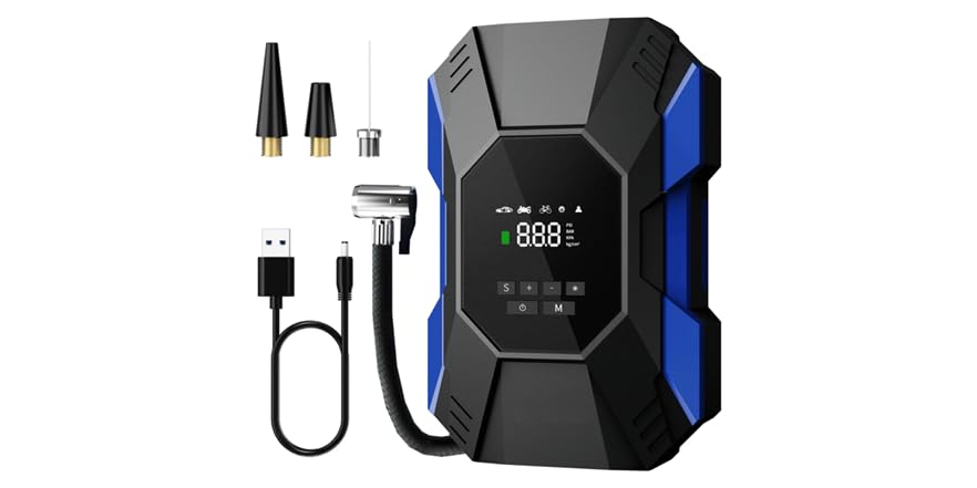 Portable Air Compressor, Cordless Rechargeable Blu