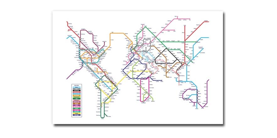 World Map - Subway Canvas