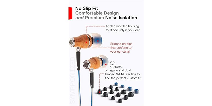 Symphonized NRG X Wood Wired Earbuds with Booming Bass (Blue & White)