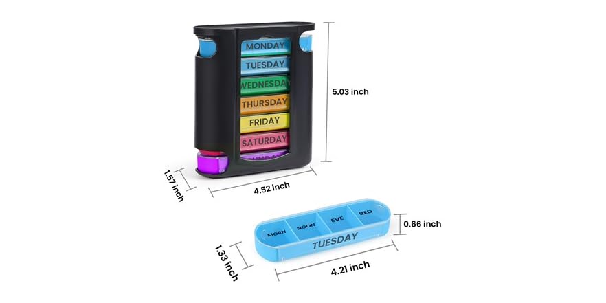 2Pk TheraRx 4x A Day Stackable Pill Organizer