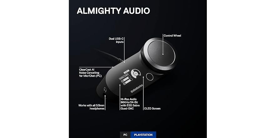 SteelSeries GameDAC Gen 2 Hi-Res Audio Amplifier - ESS Sabre Quad-DAC ...