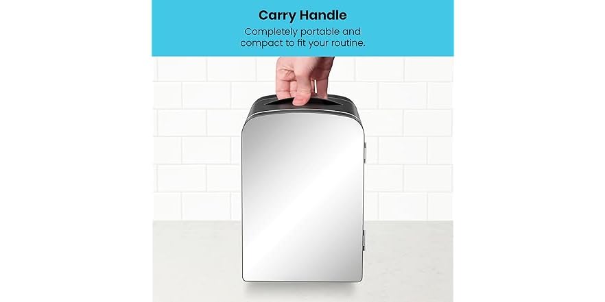 Chefman Iceman Portable Mirrored Fridge 4L Mini Refrigerator