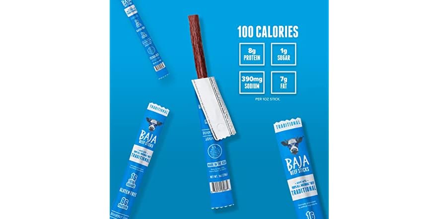(64-Count) Baja Jerky All Natural Beef Sticks