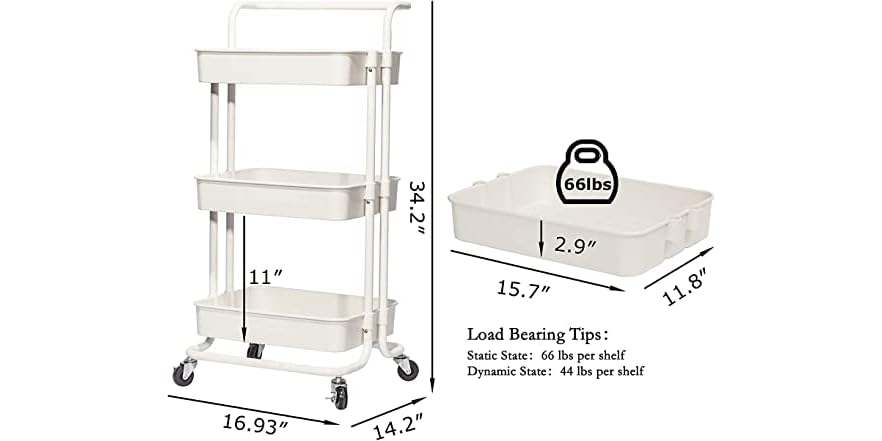 STORAGE MANIAC 3-Tier Rolling Cart