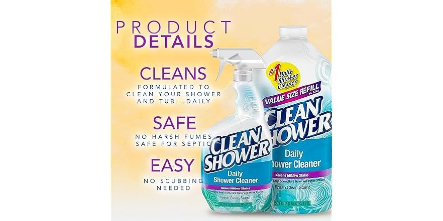 Spray Daily Shower Cleaner 32 oz, Refill and Cleaning Cloths