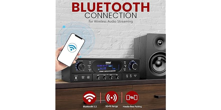 Pyle 180W Peak Bluetooth Home Theater Receiver Amplifier