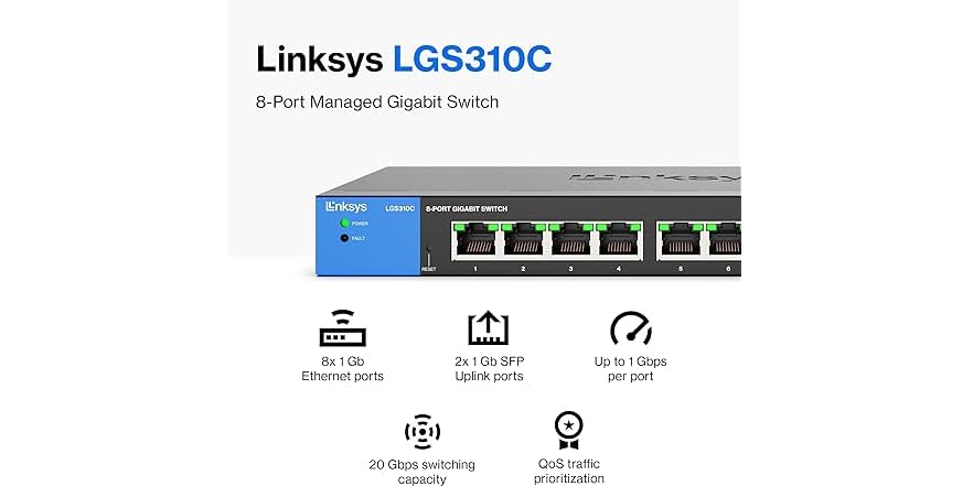 (NEW) Linksys LGS310C 8 Port Gigabit Managed Network Switch