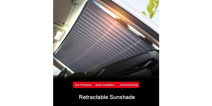 Retractable Windshield Shade, 26" or 28"