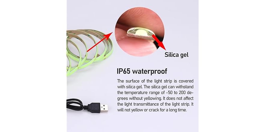 5V USB COB Green LED Strip Light 2 Pack