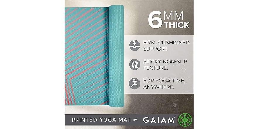 Gaiam Yoga Mat, Taffy, 6mm