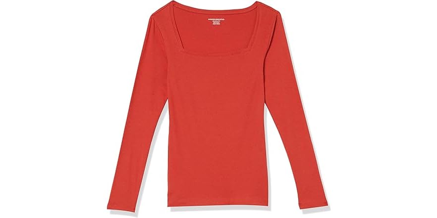 Amazon Essentials Women's Slim-Fit Square Neck T-Shirt