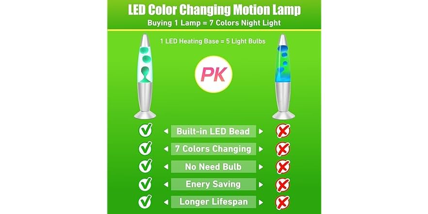 LED Color Changing Liquid Motion Lamp, Green