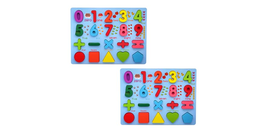 Wooden Numbers & Shapes Puzzle Board
