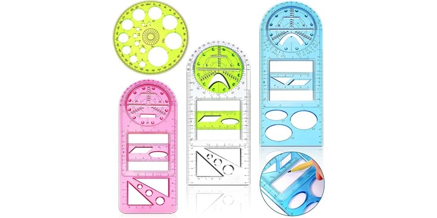 Multifunctional Geometric Ruler 4 Pieces