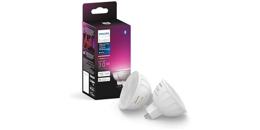 Philips Hue MR16 Smart LED Bulb White and Color Ambiance (2 Pack)