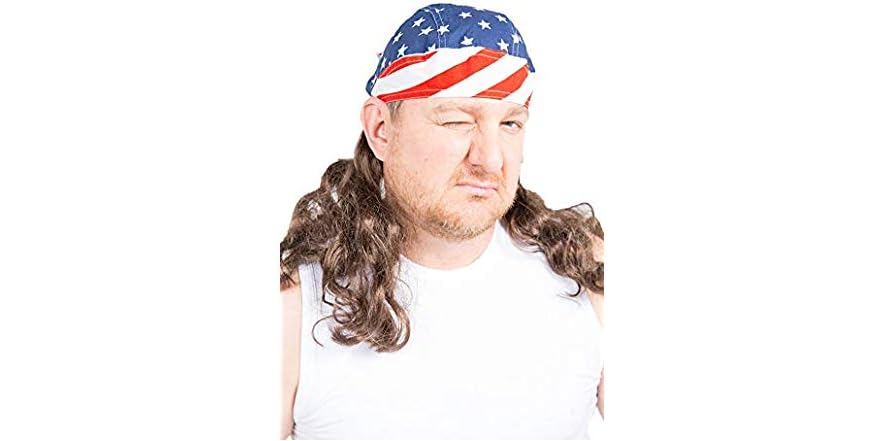 The Freebird Mullet Wig Skull Cap Brown