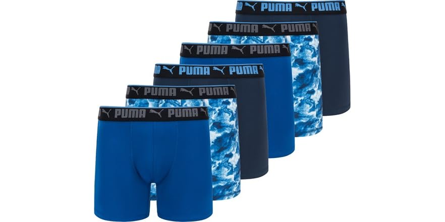 PUMA Mens 6 Pack Sportstyle Boxer Briefs