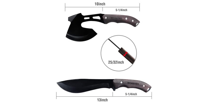 WORKPRO Axe Fixed Blade Knife Combo Set