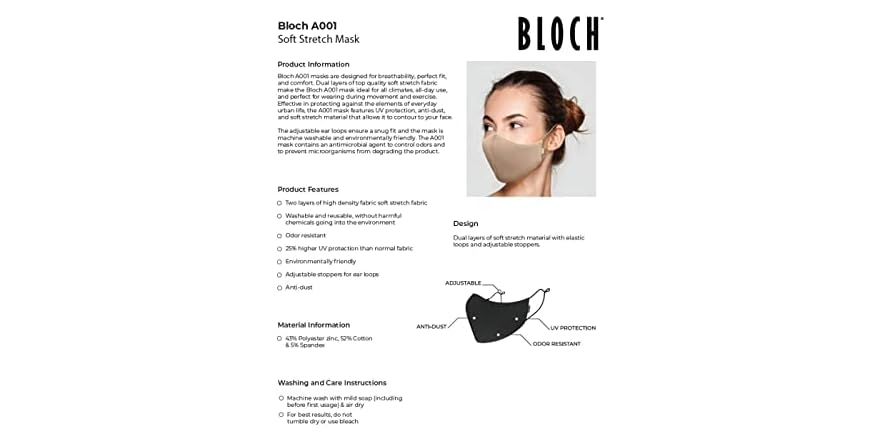 Bloch White Reusable Face Mask