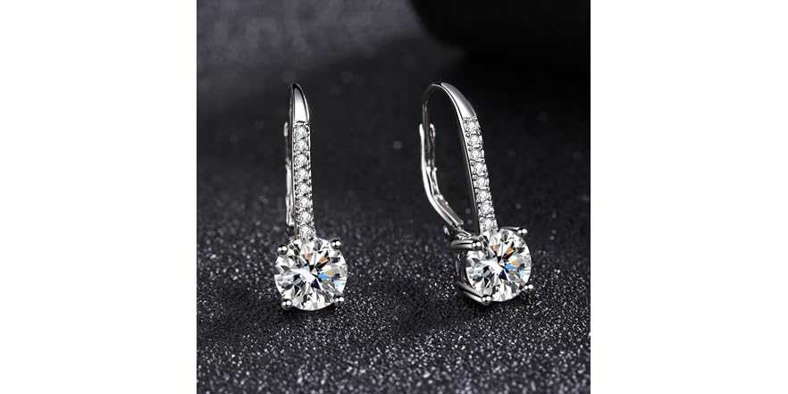 Round Cut Crystal Leverback Earrings