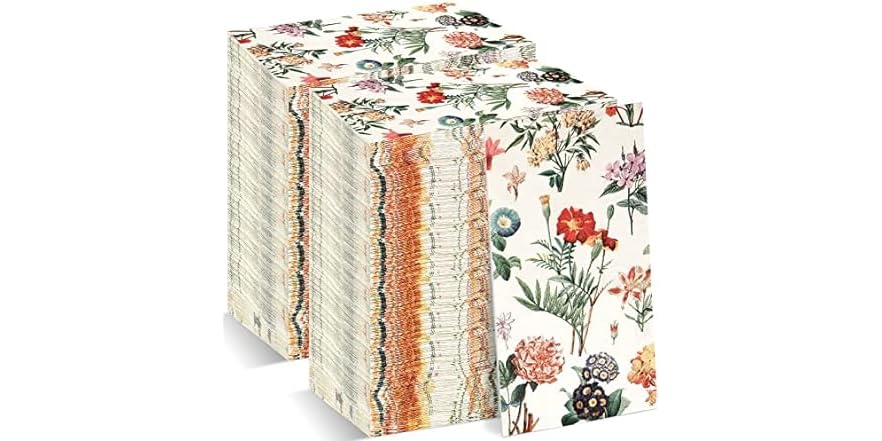 100 Pack Paper Floral Napkins