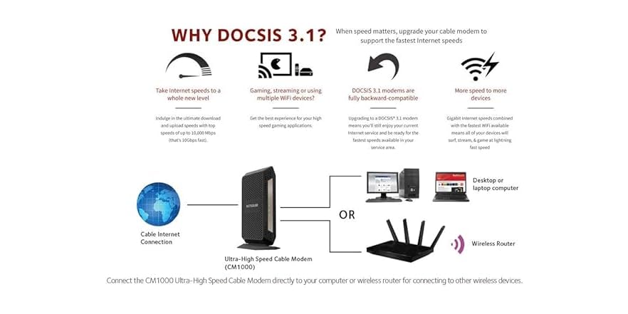 Netgear CM1000-100NAR Cable Modem DOCSIS 3.1 (Open Box)