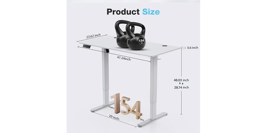 SMUG Electric Standing Desk, 48 x 24 in