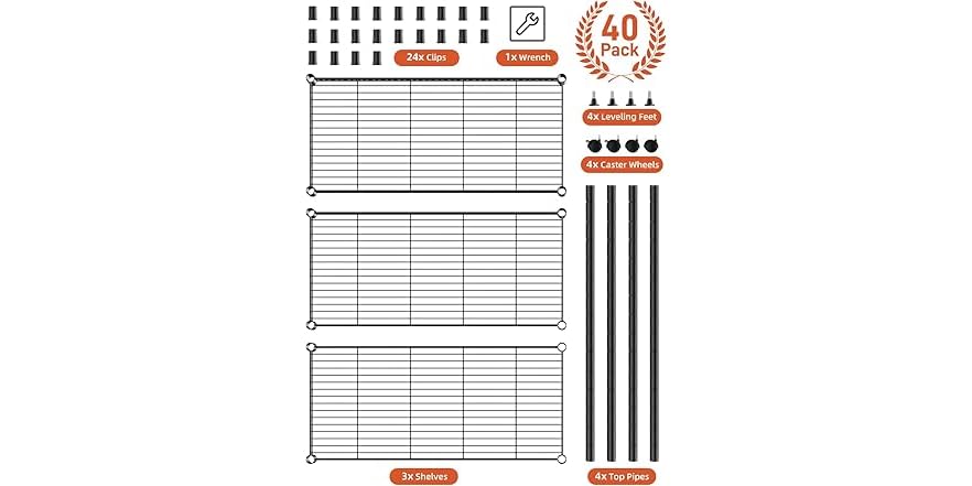 Simple Deluxe Heavy Duty 3-Tier Storage Shelves, 2PK