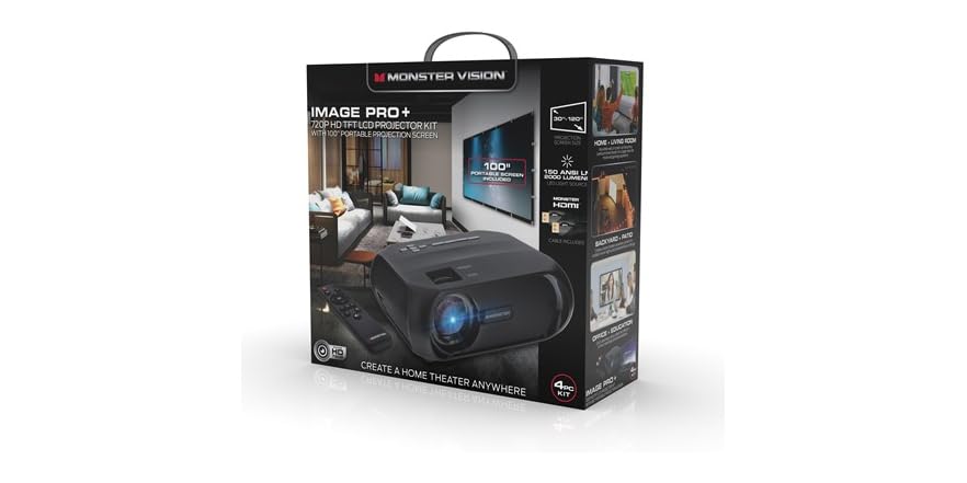 Monster 720p Projector & 100in Screen