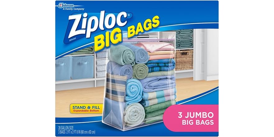 Ziploc Storage Big Bags, Jumbo- 3 Ct.
