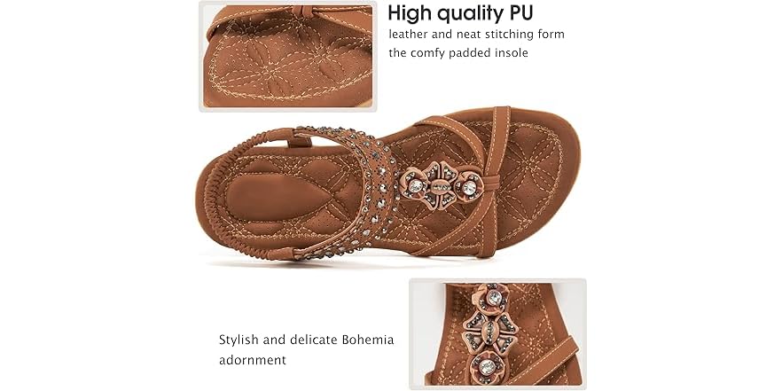 Alicegana Womens Jeweled Bohemian Flats