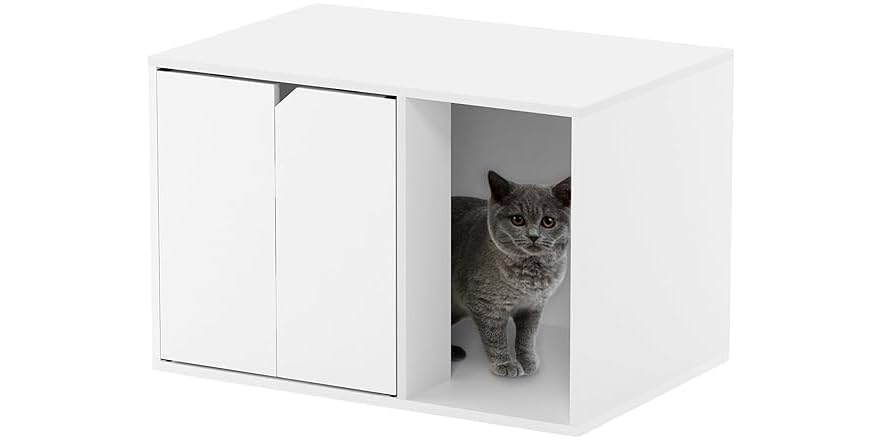 Furinno Peli Litter Box Enclosure, Small, Solid White