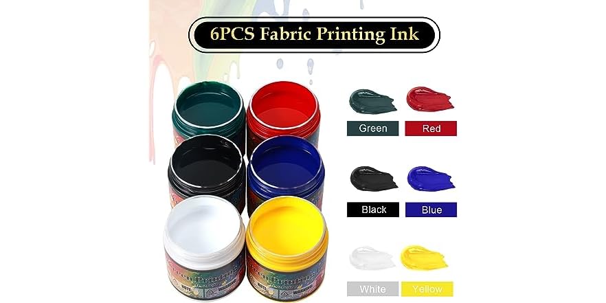 Screen Print Ink, 6 Colors 8 Ounce jars