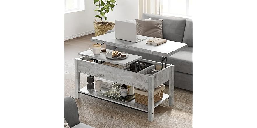 Fabato 4 In 1 Lift Top Coffee Table Grey