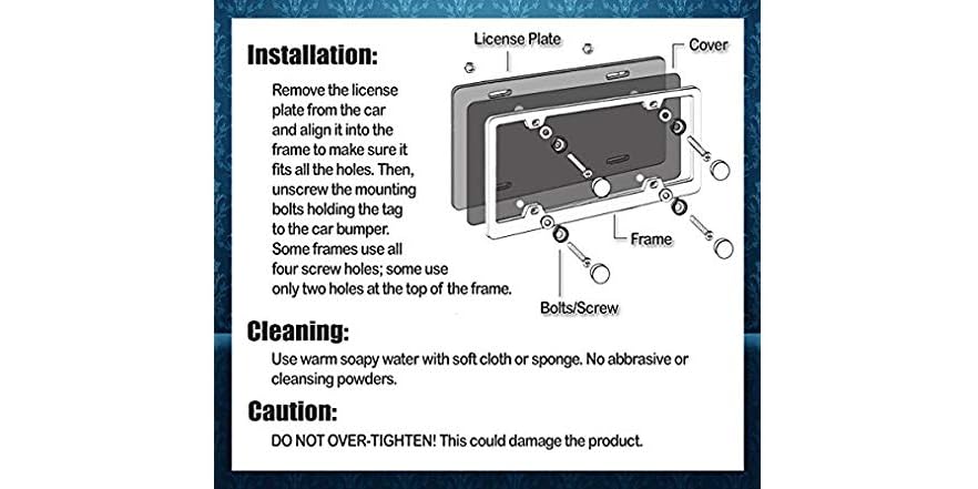 Zone Tech 2x Clear Smoked License Plate Cover