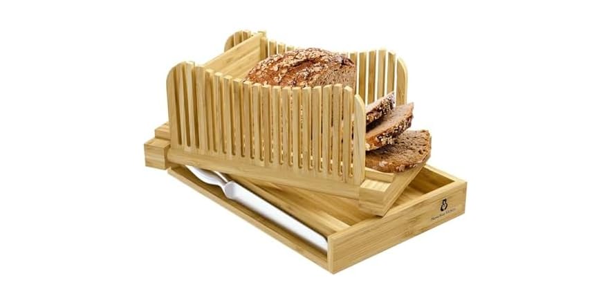 Bamboo Bread Slicing Guide with Knife