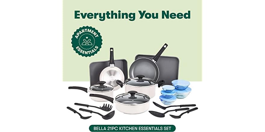 BELLA Nonstick Cookware Set with Lids