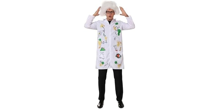 Mad Scientist Costume Lab Coat & Wig
