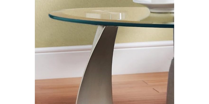 Oval-Shaped Tempered Glass Top End Table