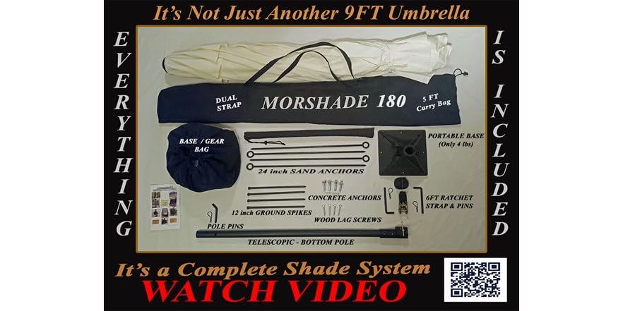 Morshade 180 Patio Beach & Portable Stable Shade