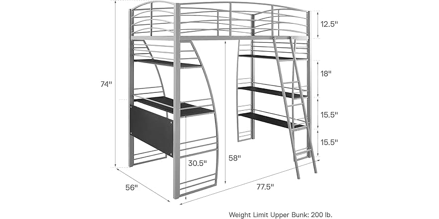 DHP Studio Loft Bunk Bed Over Desk