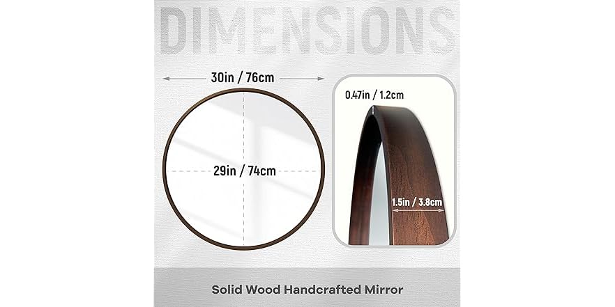 30" Round Wood Mirror & Two Photo Frames