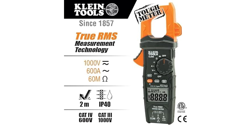 Klein Tools CL600 Electrical Tester, Clamp Meter (Open Box)