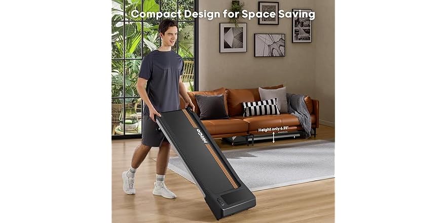 HitGo 2-in-1 Under Desk Treadmill with 9% Auto Incline