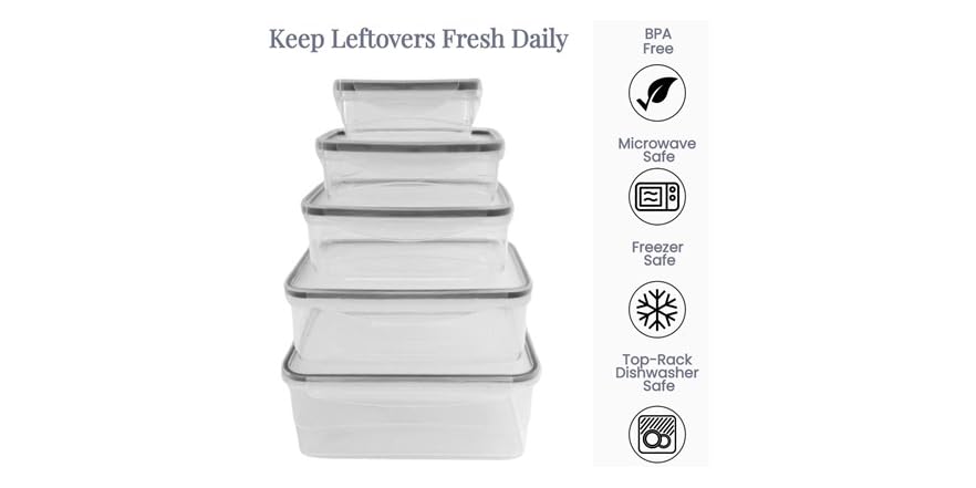 10pc Snap Lock Plastic Container Set